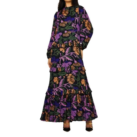 Oliphant | Dresses | New Oliphant Mock Neck Maxi Dress In Turin Peri | Poshmark